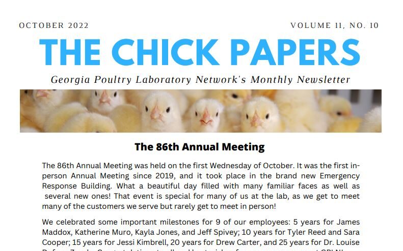The Chick Papers | Georgia Poultry Laboratory Network