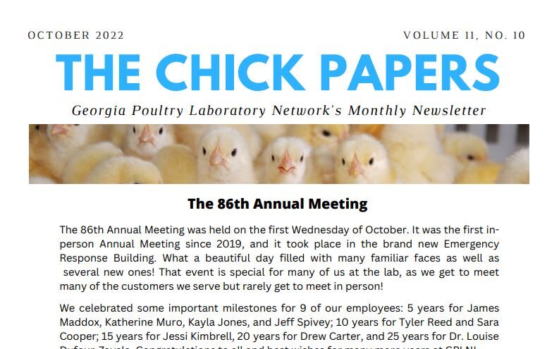 The Chick Papers | Georgia Poultry Laboratory Network
